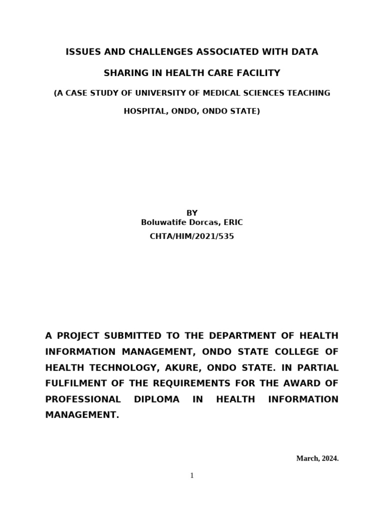 Issues and Challenges Associated With Data Sharing in Health Care ...