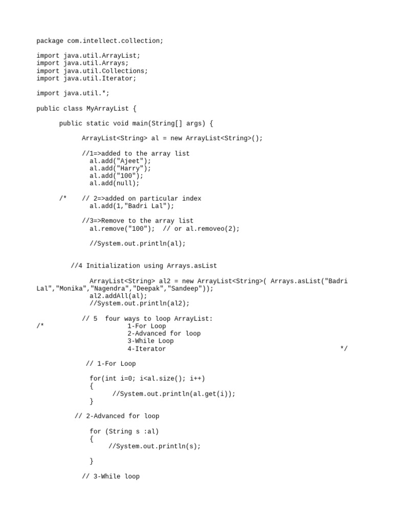 ARRAYLIST | PDF | Software Engineering | Computing ARRAYLIST | PDF | Software Engineering | Computing