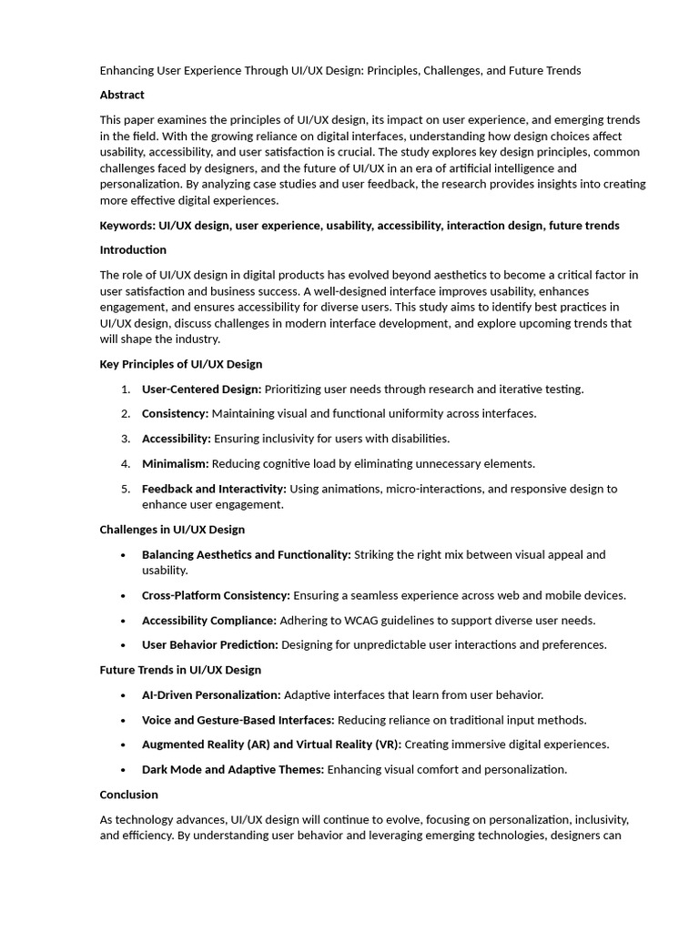 UI/UX Design: Principles & Future Trends | PDF | User Interface | Usability