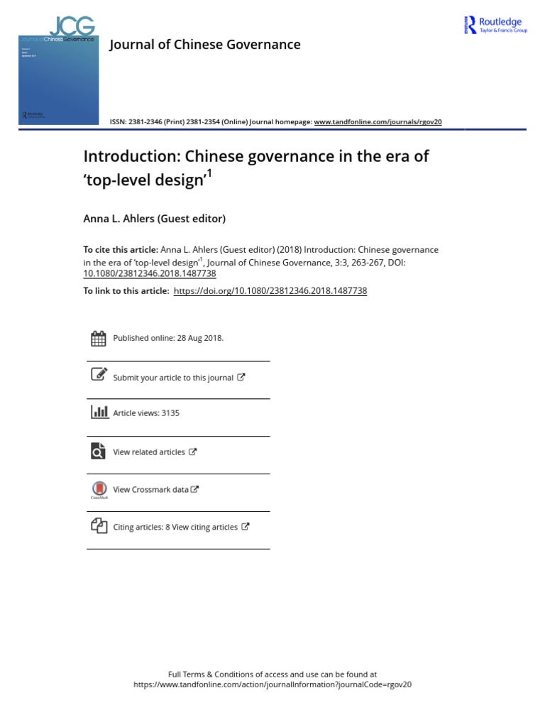Introduction Chinese Governance in The Era of Top-Level Design 1 | PDF ...