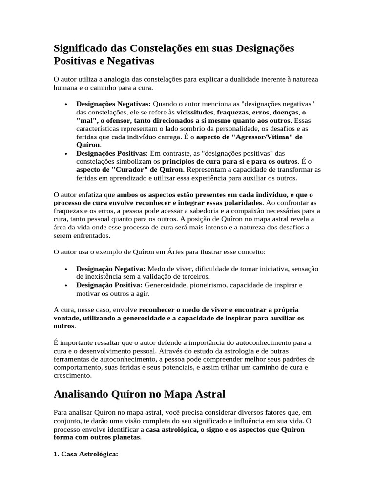 Significado de Quíron nas Constelações | PDF | Sabedoria | Astrologia