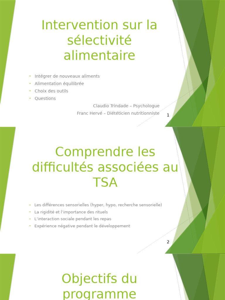 Interventions sur la sélectivité alimentaire | PDF | Nourritures | Repas