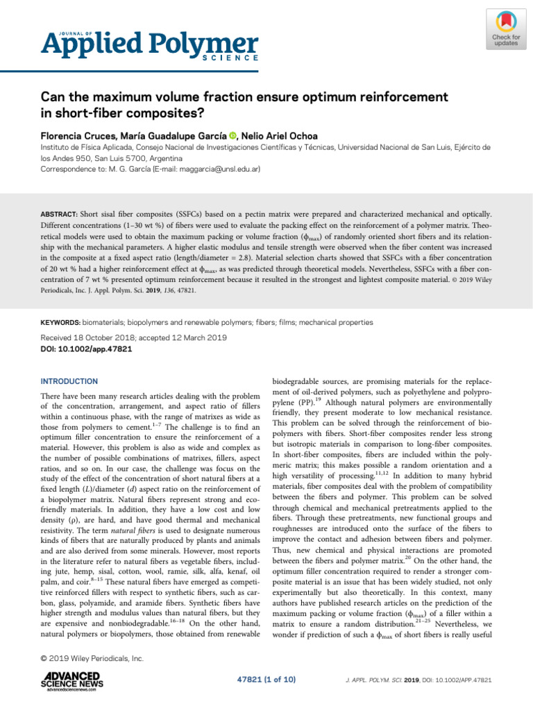 Paper Can The Maximum Volume fraction-J.Appl - Polym.Sci.-2019 | PDF | Composite Material ...