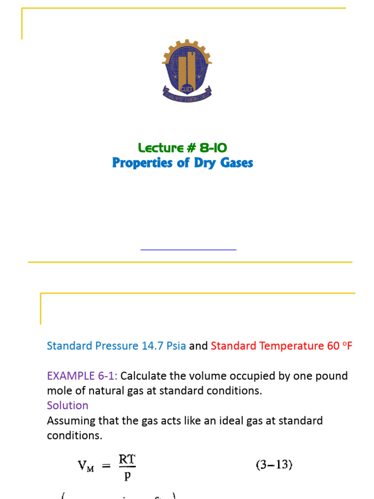 PME 111 Lecture 8-10 Properties_of_Dry_Gases | PDF | Gases | Viscosity