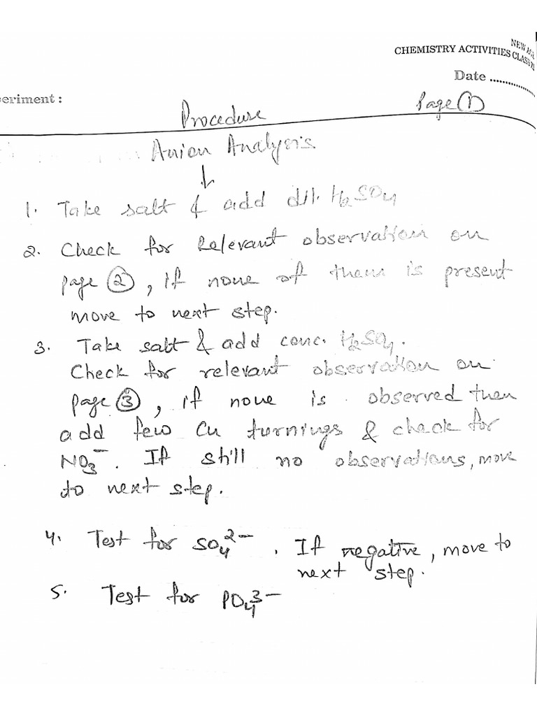 Anion Analysis - Chemistry Practical | PDF