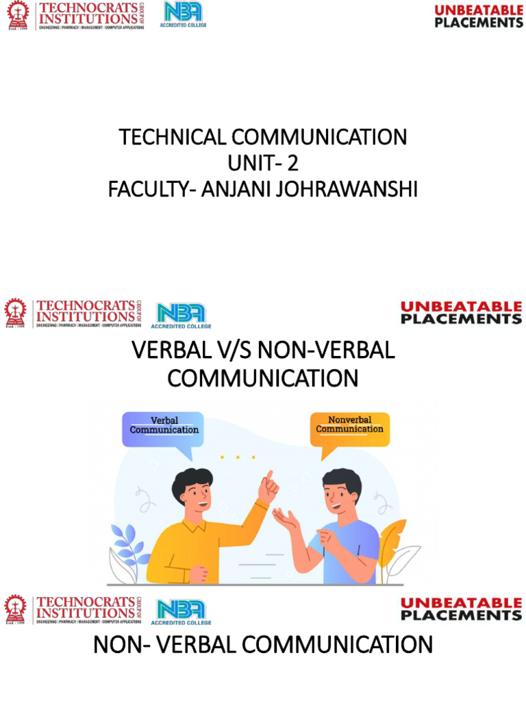 Technical Communication Unit 2 | PDF | Nonverbal Communication | Communication