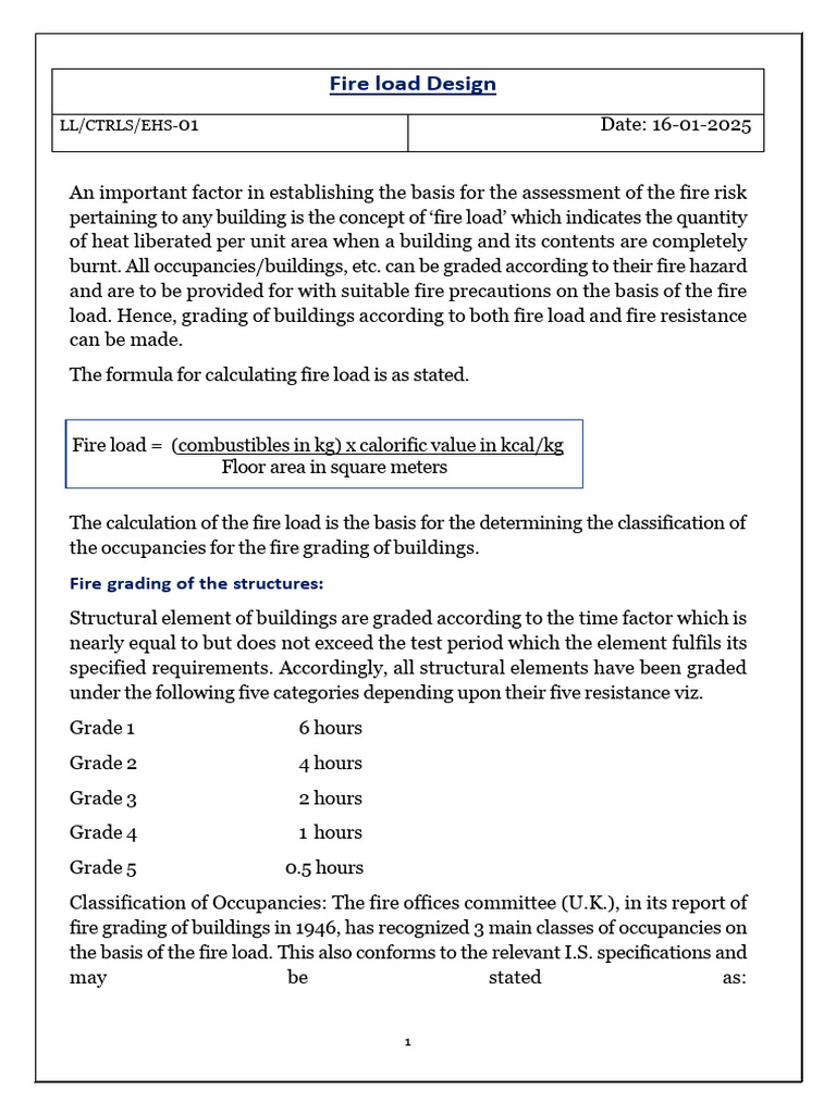 Fire Load Calculation and Grading Guide | PDF | Calorie | Materials
