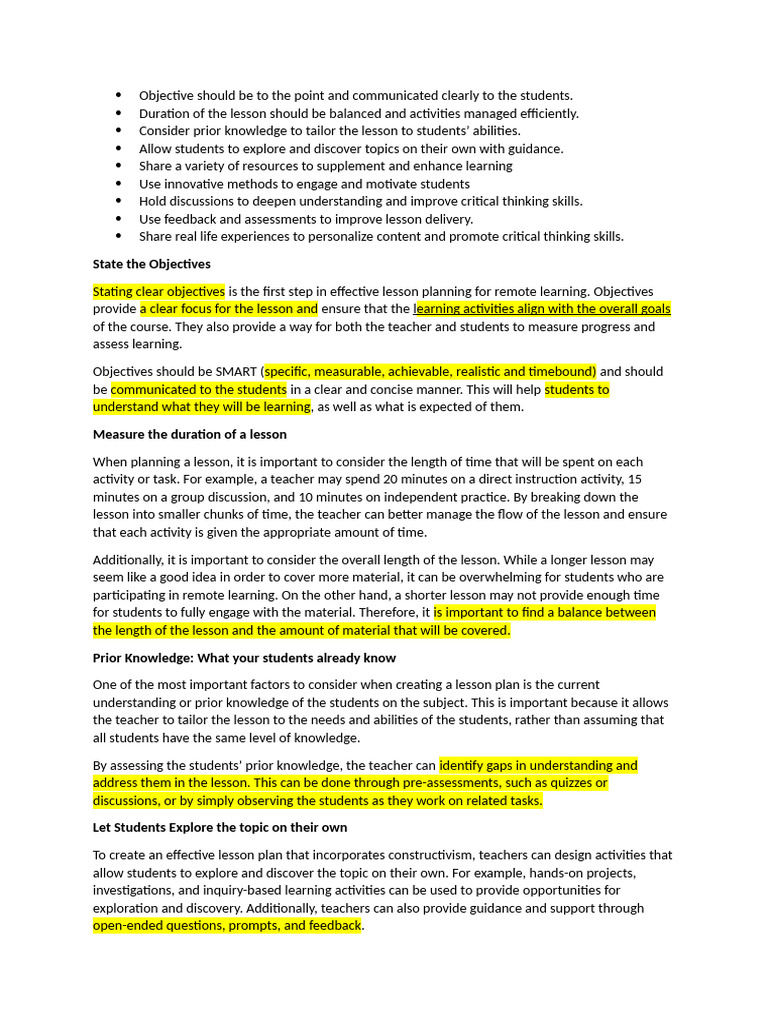 Objective of Lesson Plan | PDF | Lesson Plan | Constructivism ...