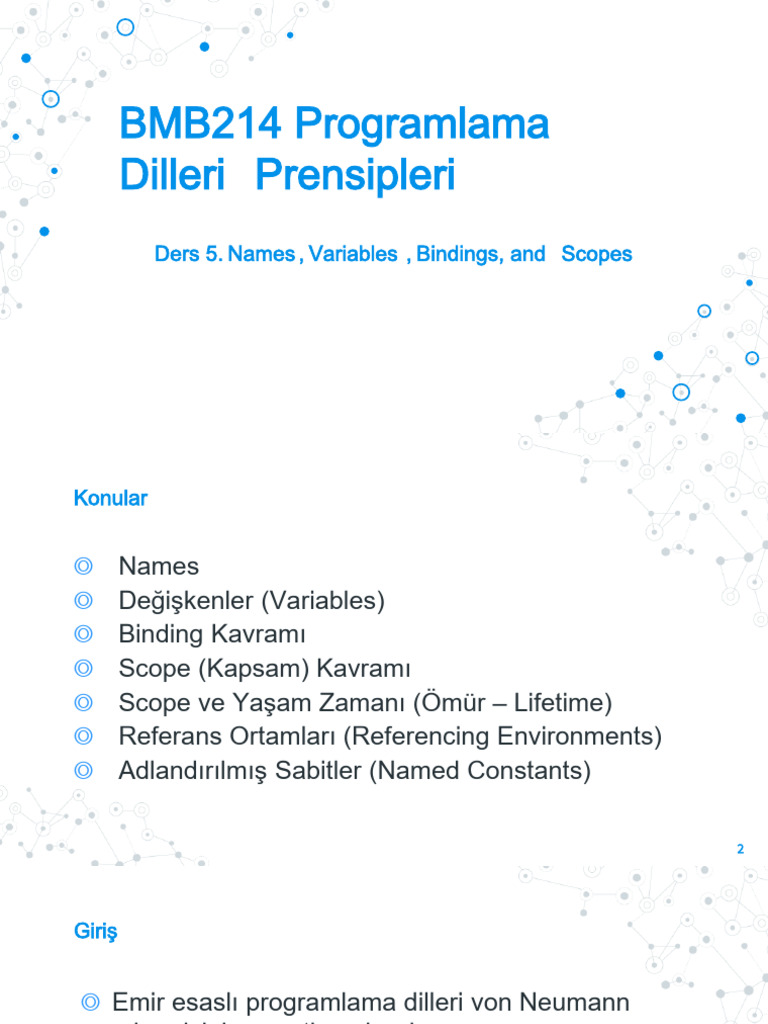 Ders 5 Names, Variables, Bindings, and Scopes | PDF