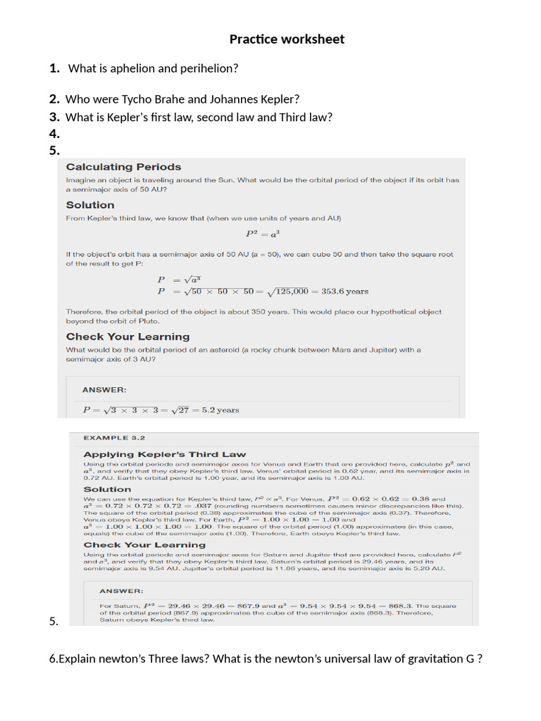Astronomy Practice Worksheet | PDF