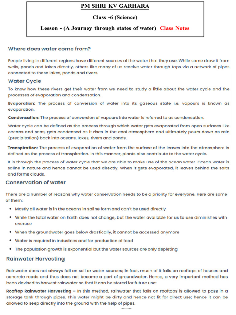 Class 6 Journey Through States of Water | PDF
