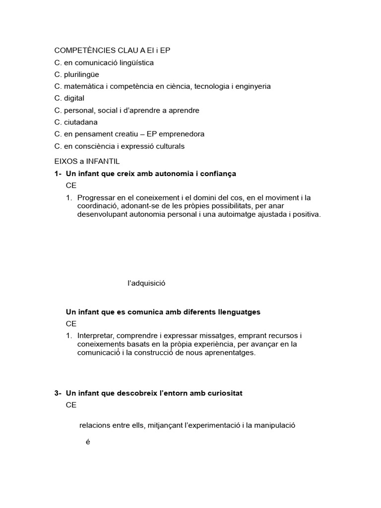 Competències Clau - Eixos | PDF
