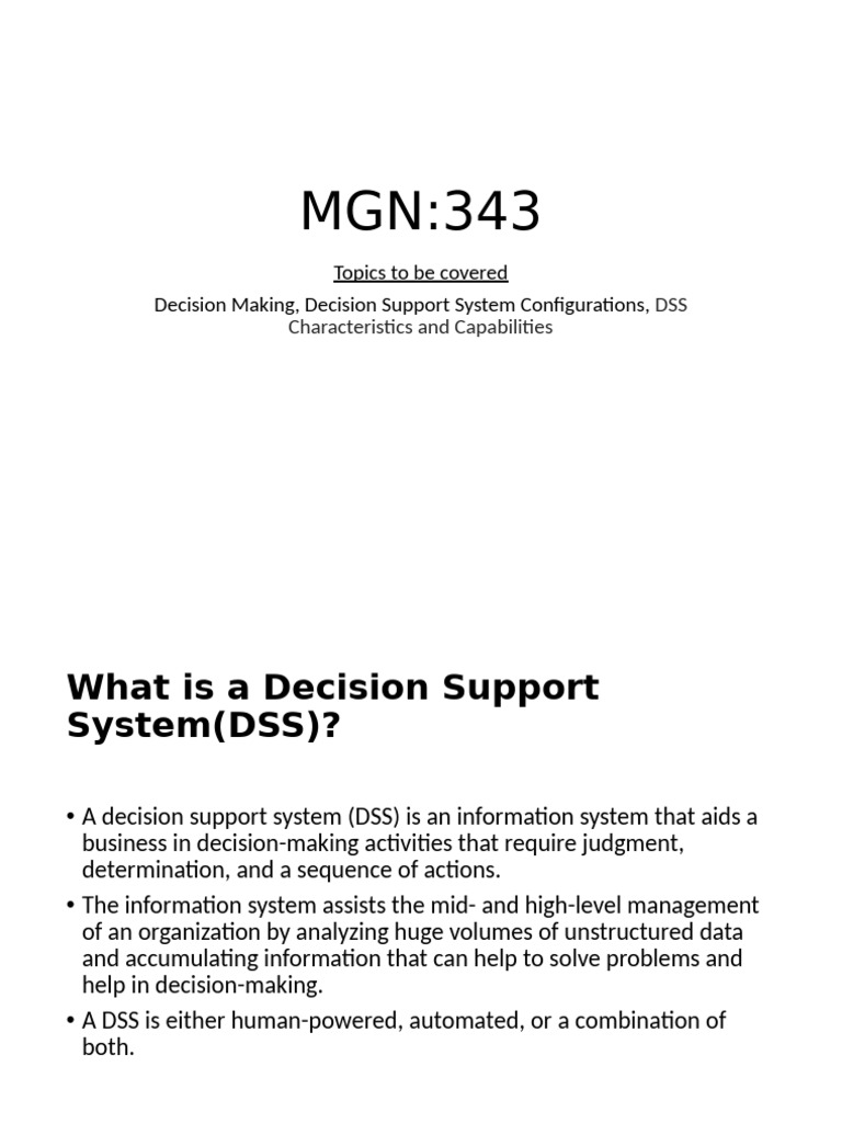 Decision Support System | PDF | Decision Support System | Decision Making