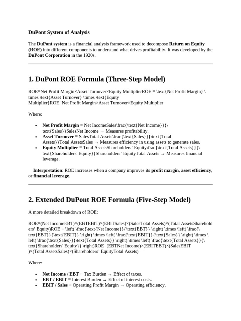 du point | PDF | Return On Equity | Leverage (Finance)
