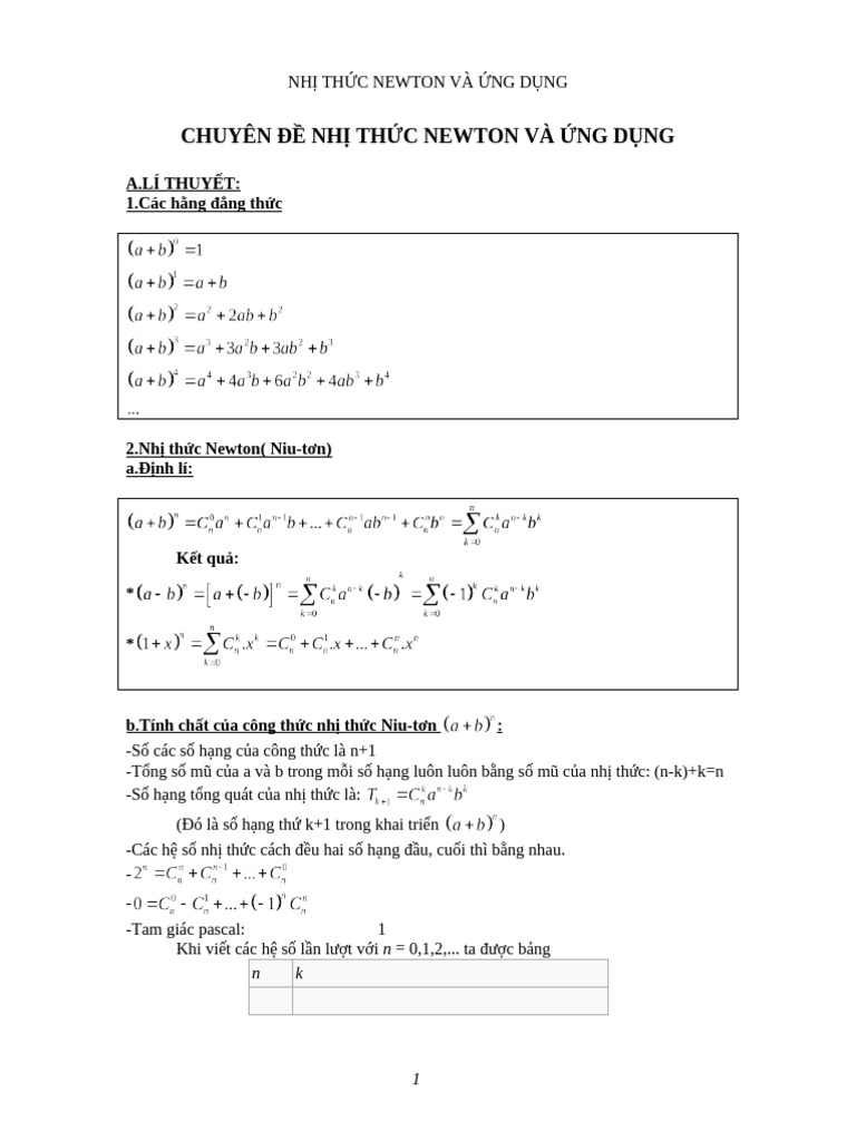 Chuyen de Nhi Thuc Newton | PDF