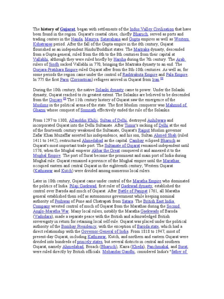 The History of Gujarat | PDF | Gujarat | States And Territories Of India