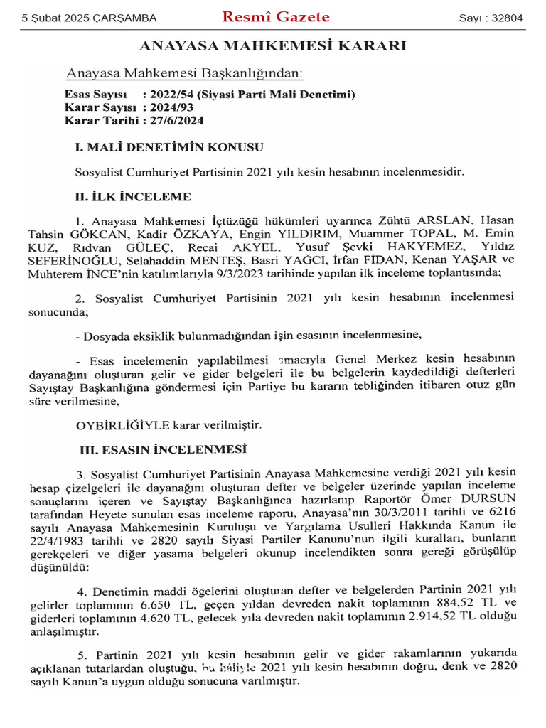 Anayasa Mahkemesi Karari: Resmî Gazete | PDF