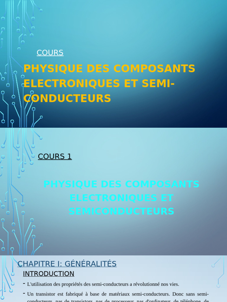 Cours_Physique_des_Composants_dElectroni | PDF | Semi-conducteurs | Dopage (semi-conducteur)
