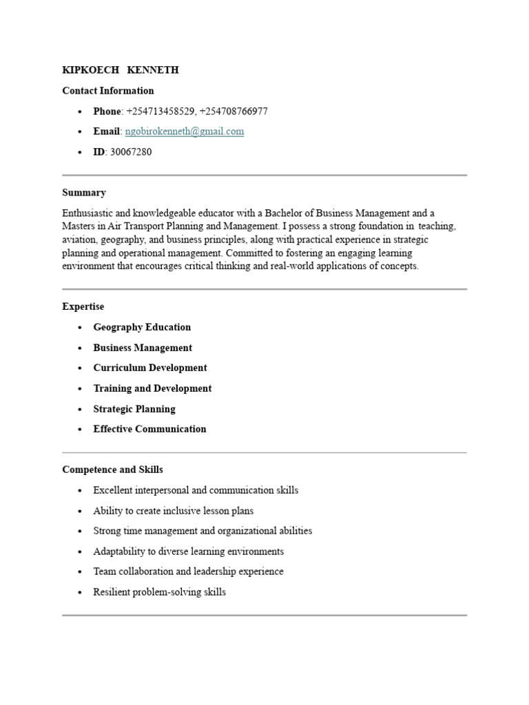 resume 6 | PDF | Lesson Plan | Critical Thinking