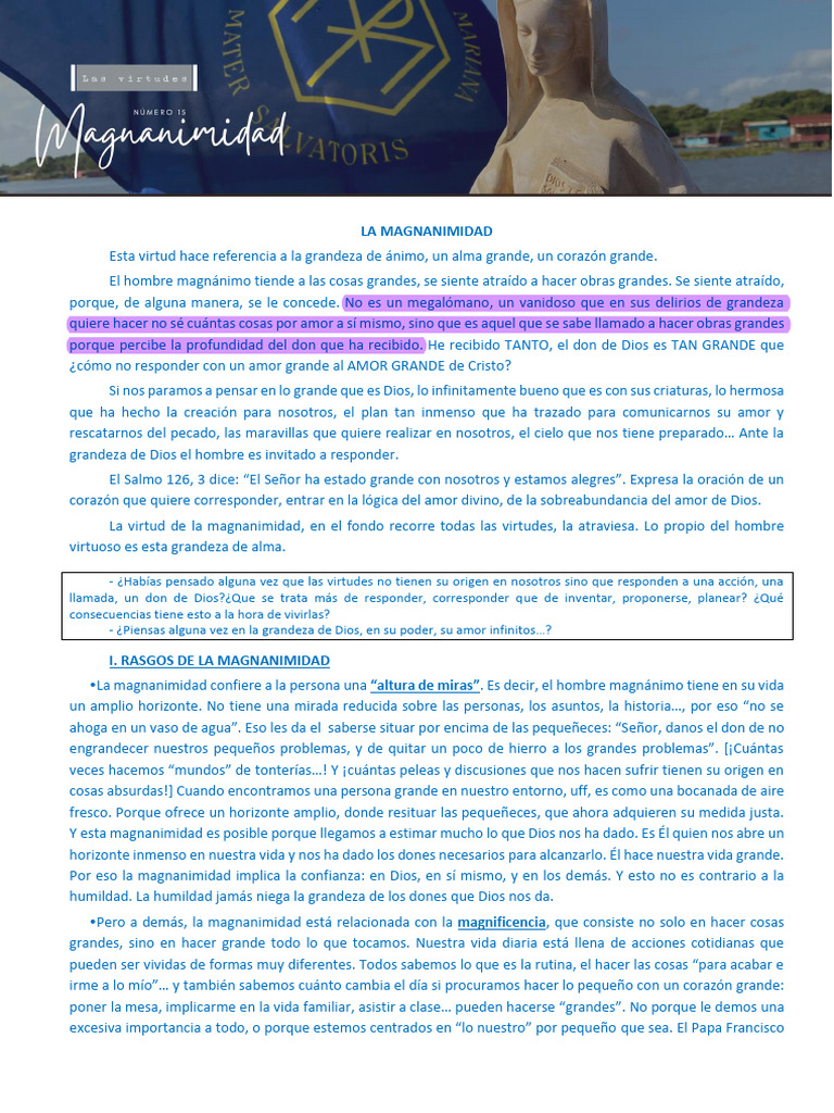 La Magnanimidad | PDF | Amor | Oración