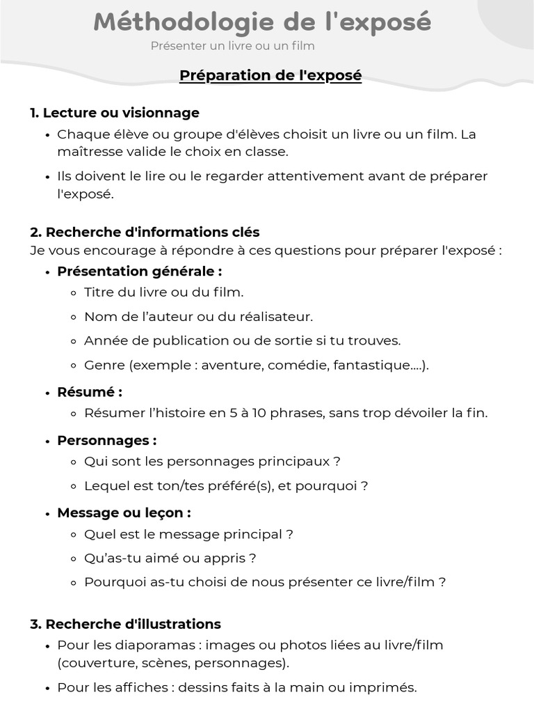 Méthodologie pour exposé sur un livre | PDF