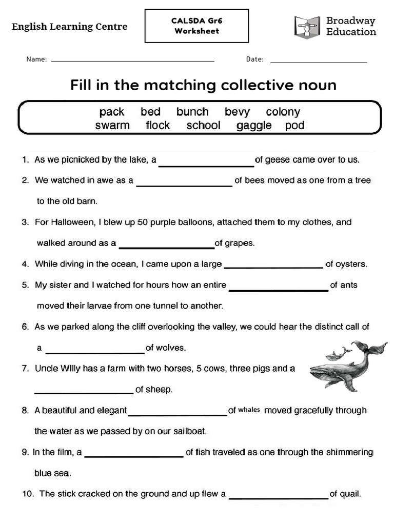 W - GR 6 - Collective Nouns | PDF
