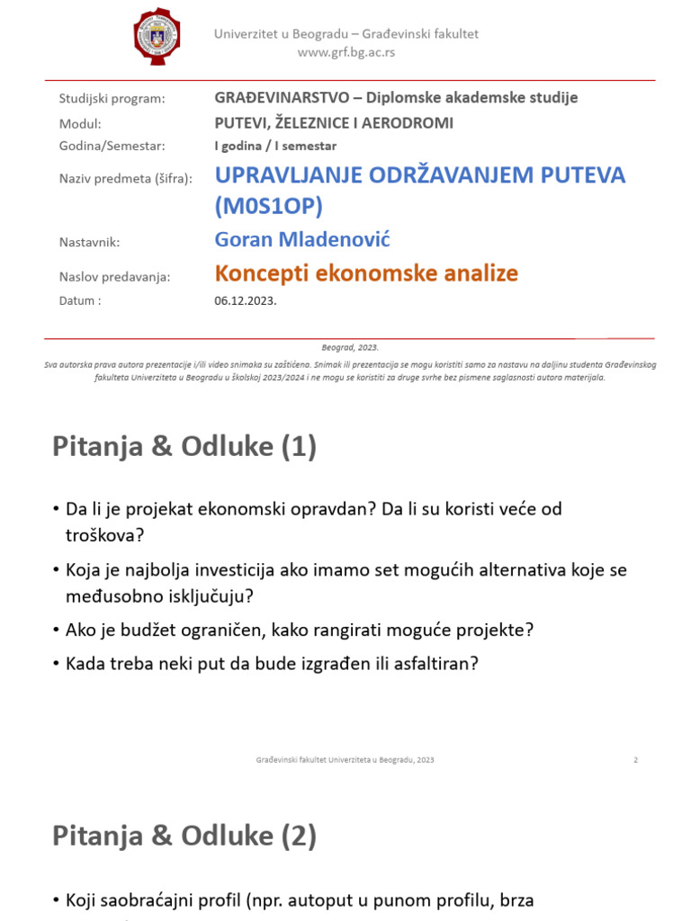 Predavanje Vi Koncepti Ekonomske Analize 1701780049539 | PDF