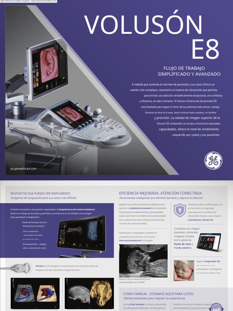 GE Voluson E8 BT18-BT19 Brochure - En.es | PDF | Ultrasonido | Energia ...
