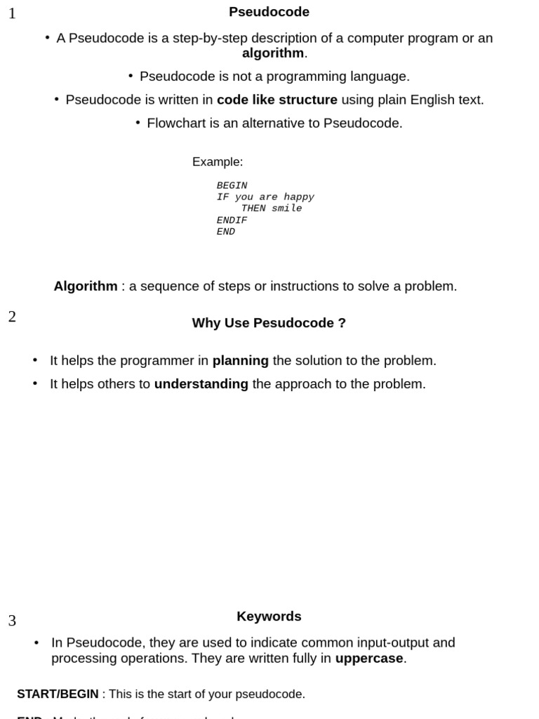 Pseudocode Pdf Algorithms Inputoutput 7670