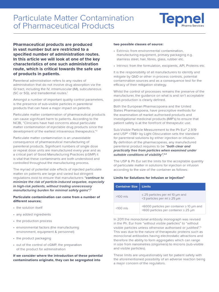 White Paper Series Visible Particles | PDF | Pharmaceutical Formulation ...
