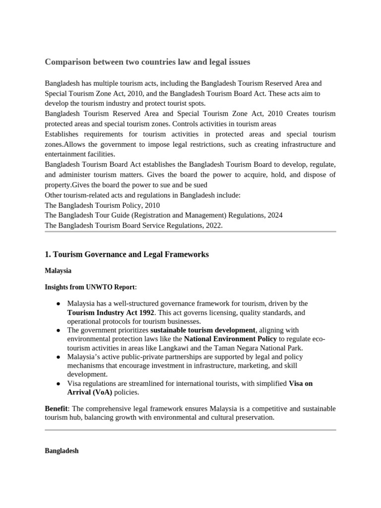 Comparison Between Two Countries Law and Legal Issues | PDF | Tourism ...