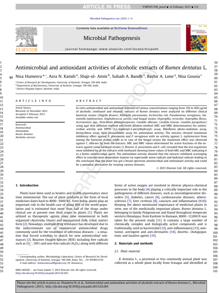 Humeera Et Al. - 2013 - Antimicrobial and Antioxidant Activities of Alcoholic Extracts of Rumex ...