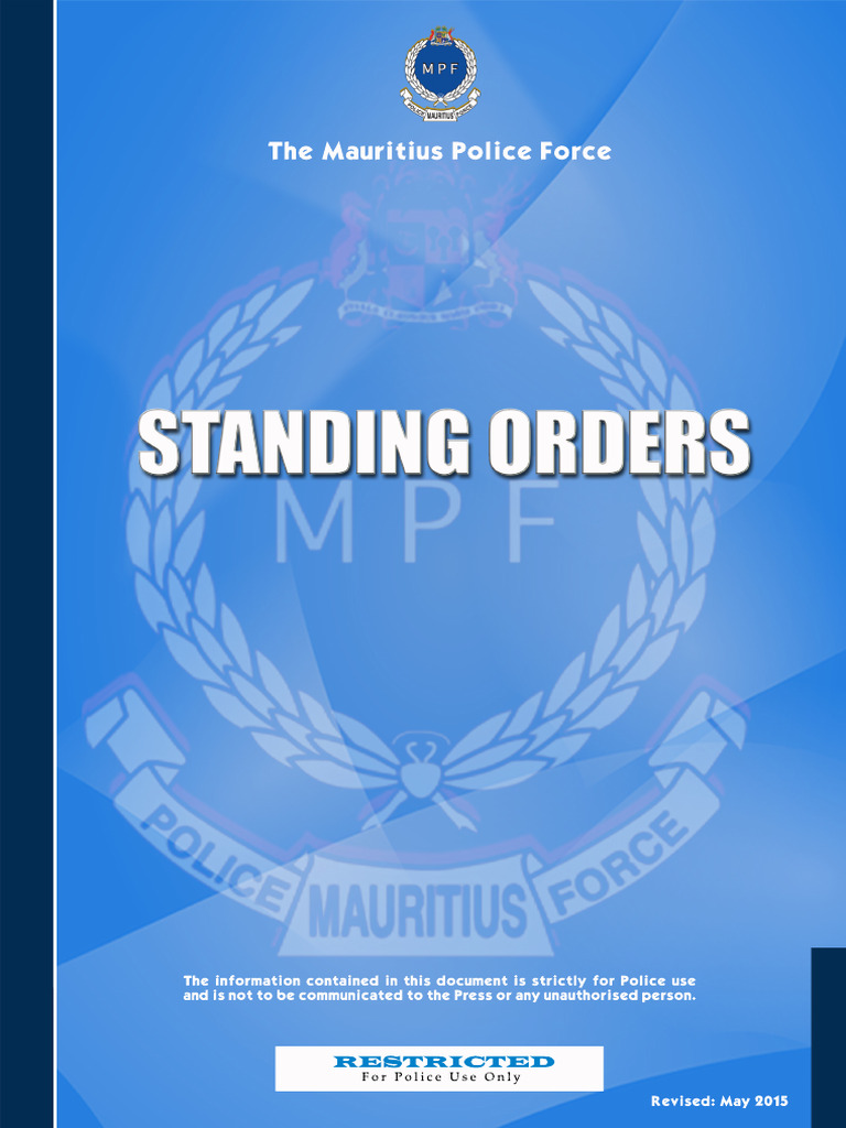 Mauritius Police Force Standing Orders | PDF | Inspector | Police