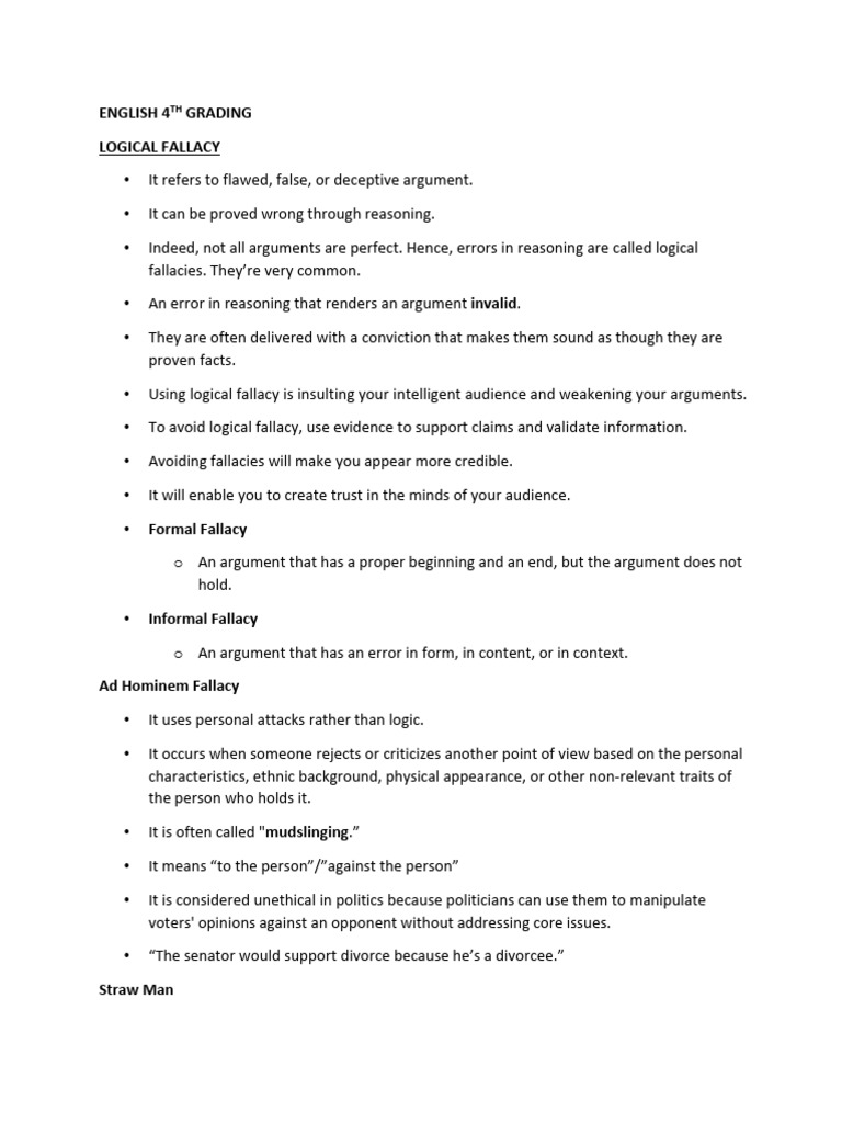 Grade 9 ENGLISH 4TH GRADING | PDF | Fallacy | Communication