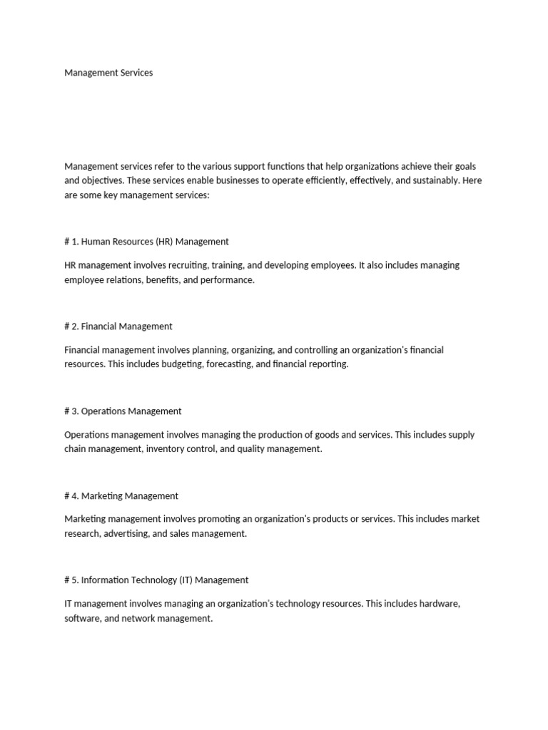 Management Services | PDF