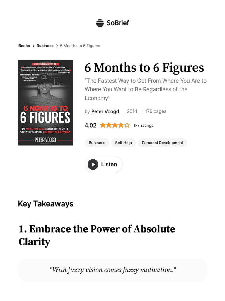 6-months-to-6-figures_Summary | PDF | Motivational | Motivation