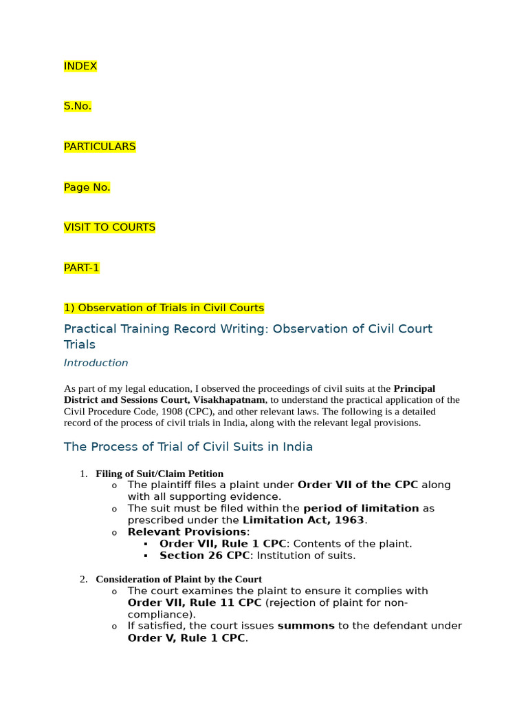 Clinical Legal Education Practical Training Record | PDF | Alternative ...