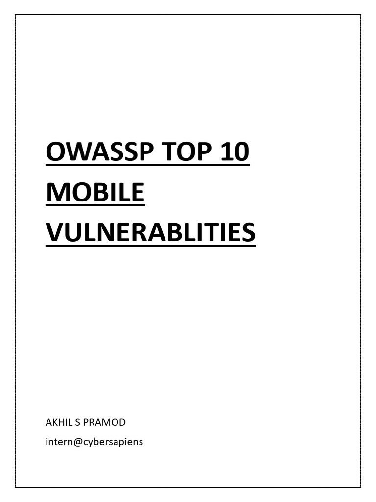 Owassp Top 10 Mobile Vulnerablities | PDF | Encryption | Security
