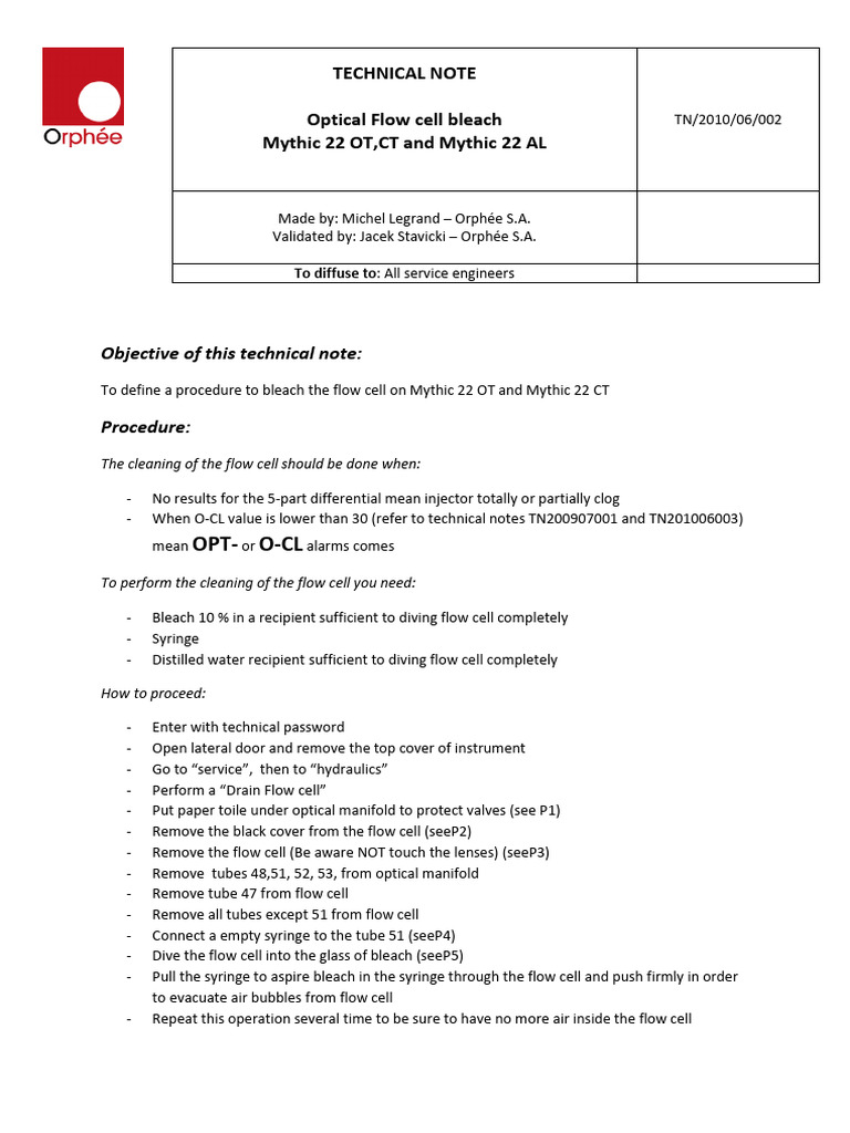 Optical Flow Cell Bleach | PDF
