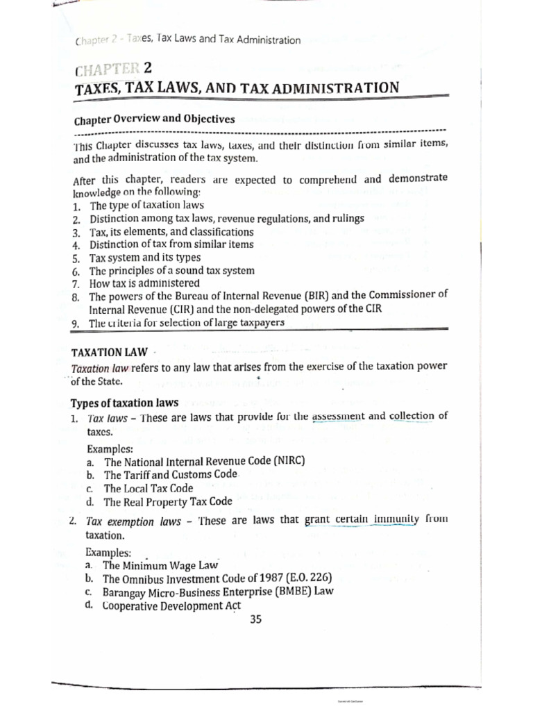 Chapter 2 - Taxes, Tax Laws and Tax Administration | PDF