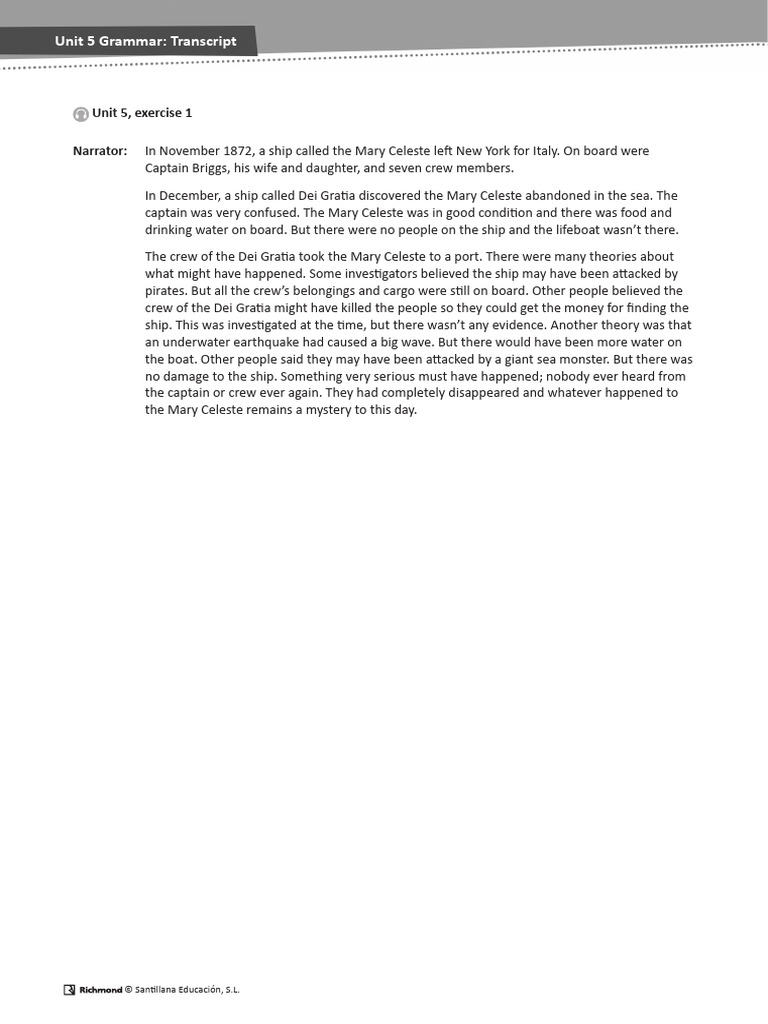 NY4 Grammar Worksheets Unit 5 Script | PDF