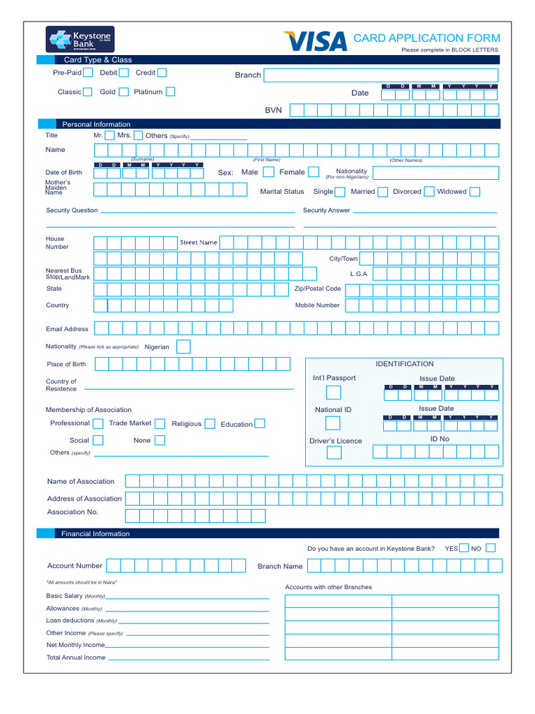 Keystone Bank Card Collection Form | PDF | Credit Card | Debit Card
