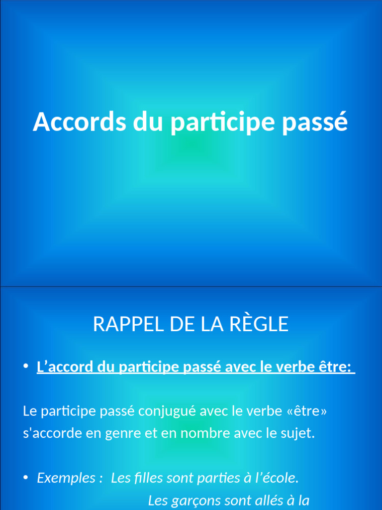 Accords Du Participe Passé | PDF | Verbe | Sujet (Grammaire)