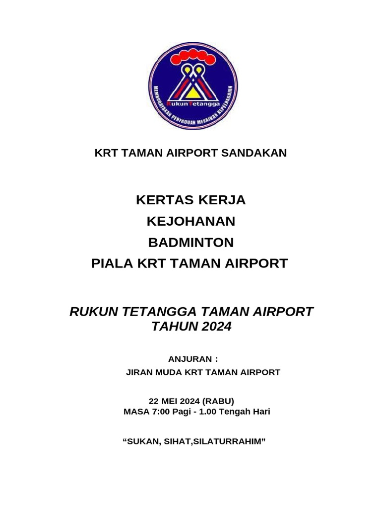 Kertas Kerja AS SAKINAH CUP 2024 | PDF