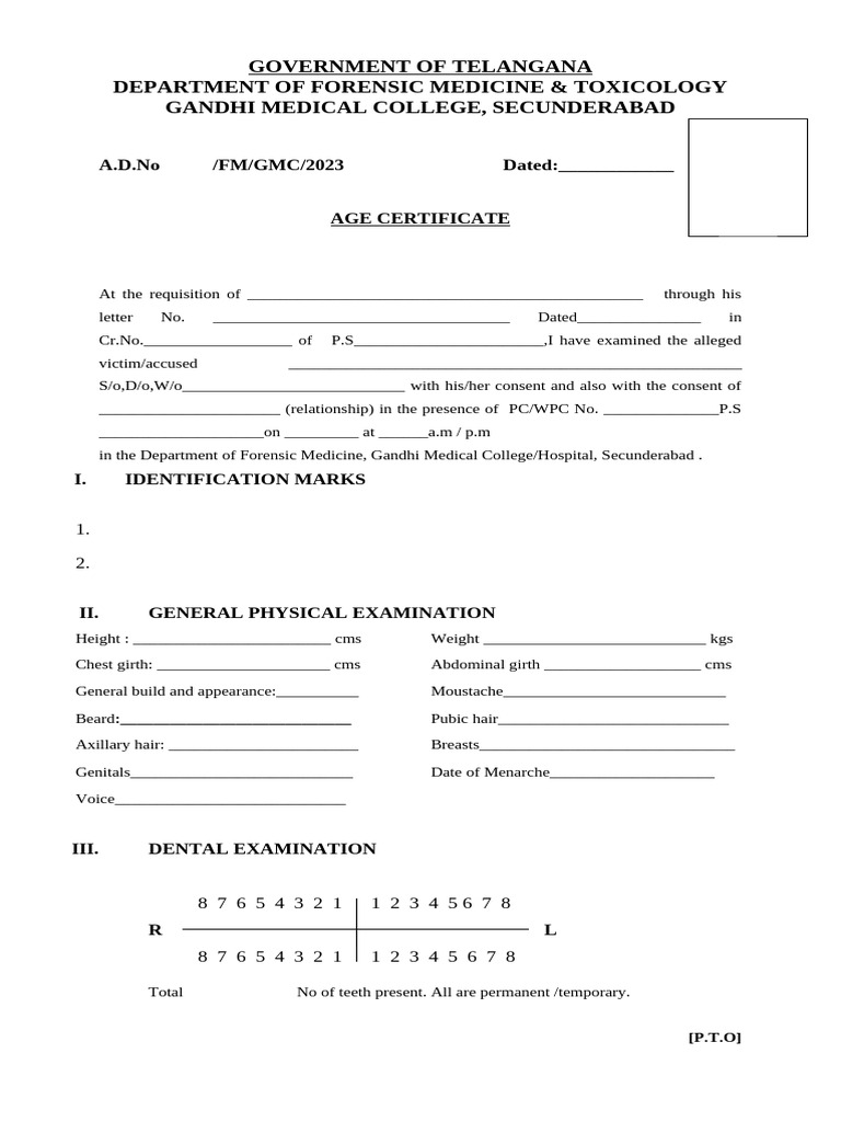 Age certificate | PDF | Health Sciences | Health Care