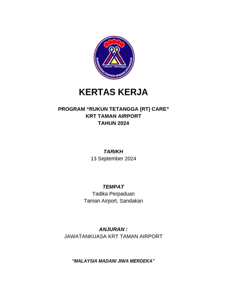 KERTAS KERJA PROGRAM RT Care | PDF