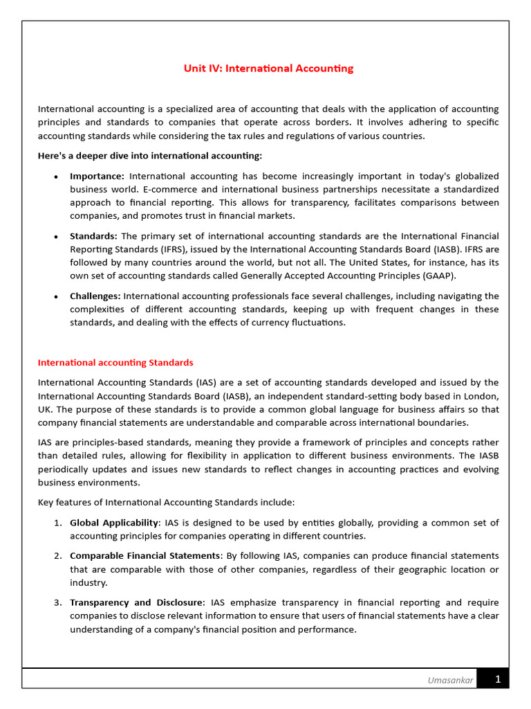 International Accounting Overview | PDF | Taxes | International ...