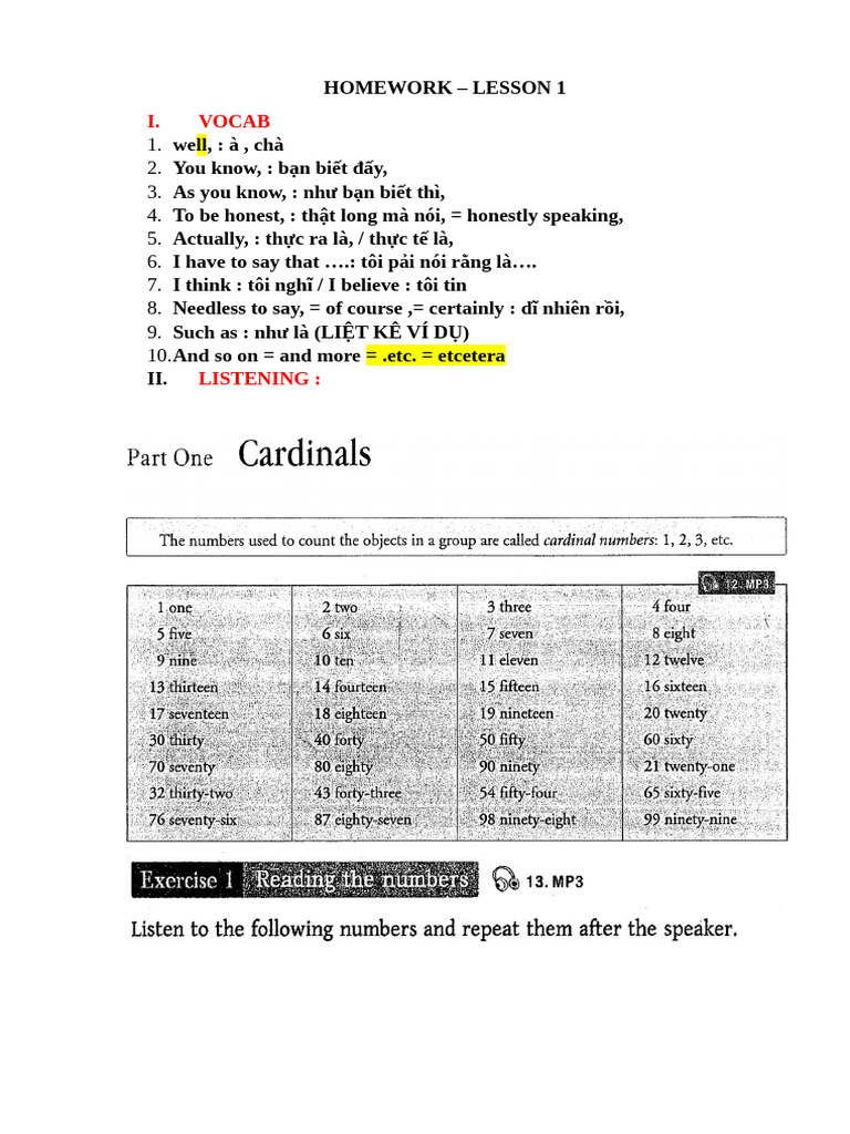 Homework Lesson 1 | PDF