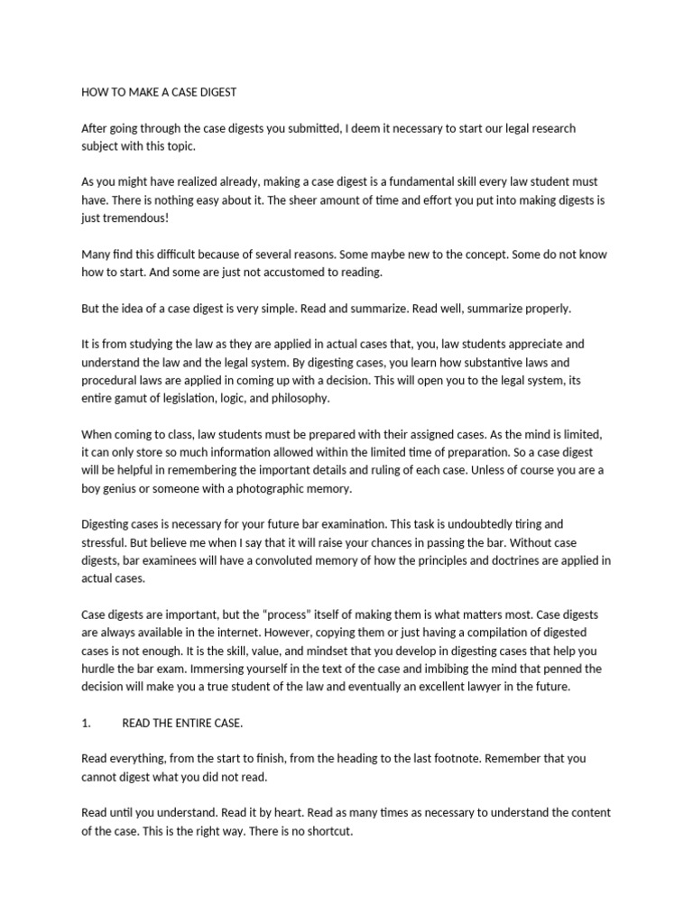 How to Make a Case Digest | PDF