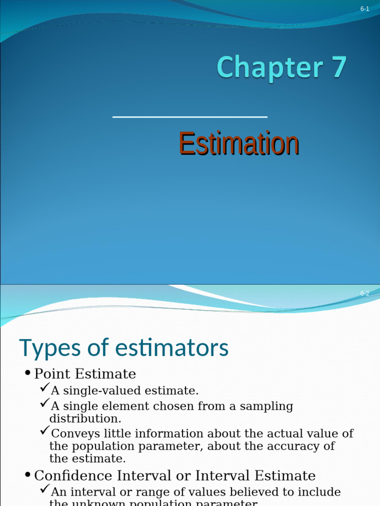Chapter 7 Estimation | PDF | Estimator | Standard Deviation